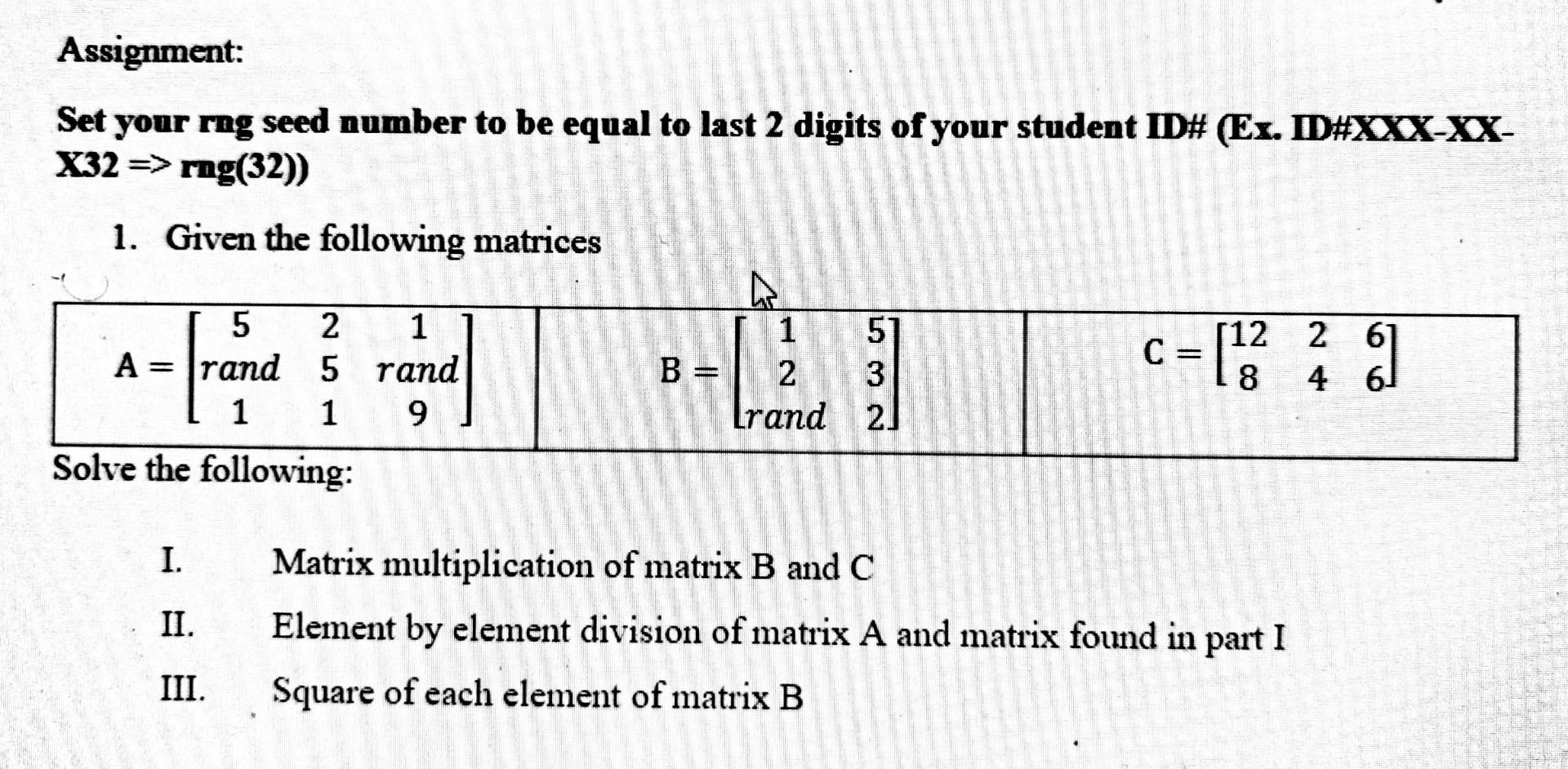 Solved Assignment: Set your rng seed number to be equal to | Chegg.com
