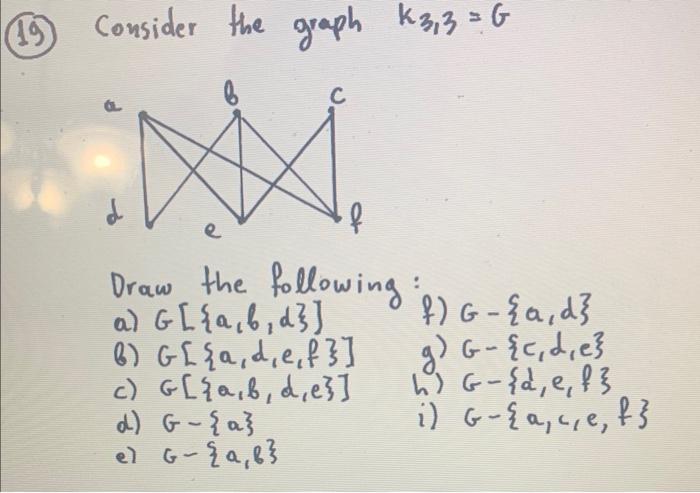 Solved Consider the graph k3,3=G Draw the following: a) | Chegg.com
