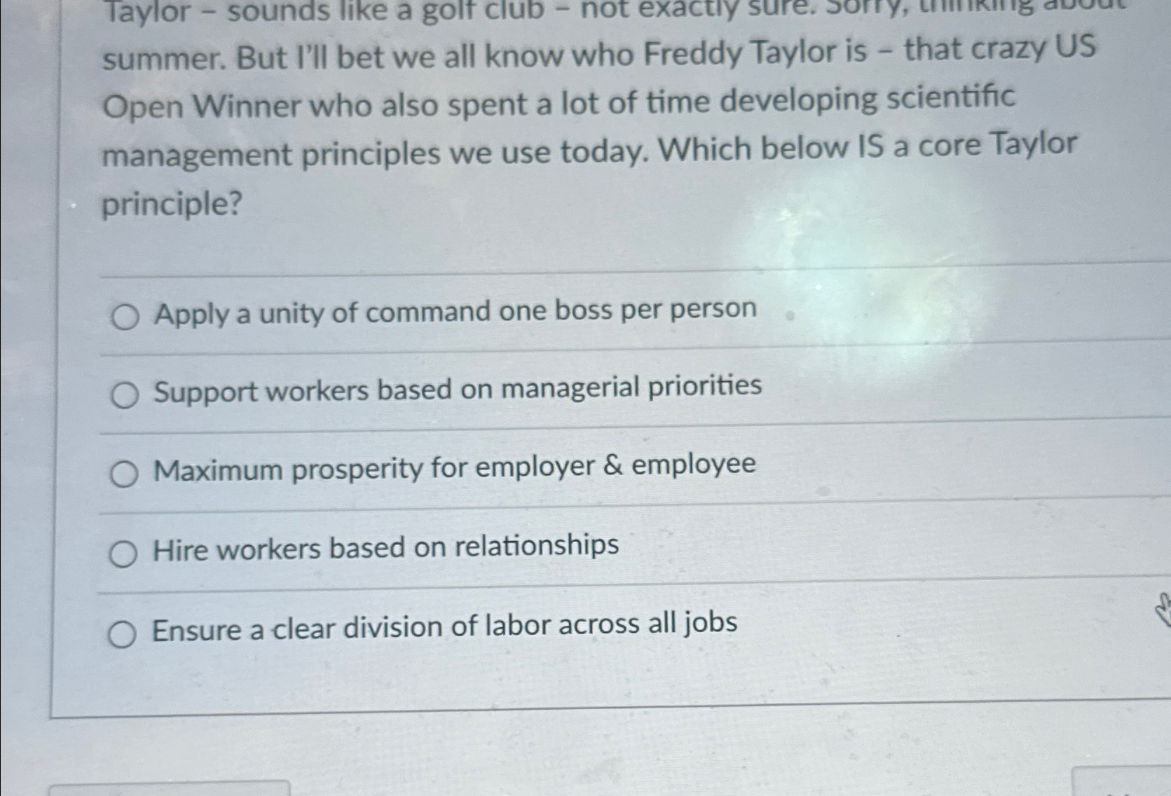 Solved summer. But I'll bet we all know who Freddy Taylor is | Chegg.com