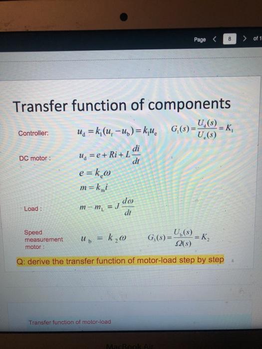 Solved Q: derive the transfer function of motor- load step | Chegg.com