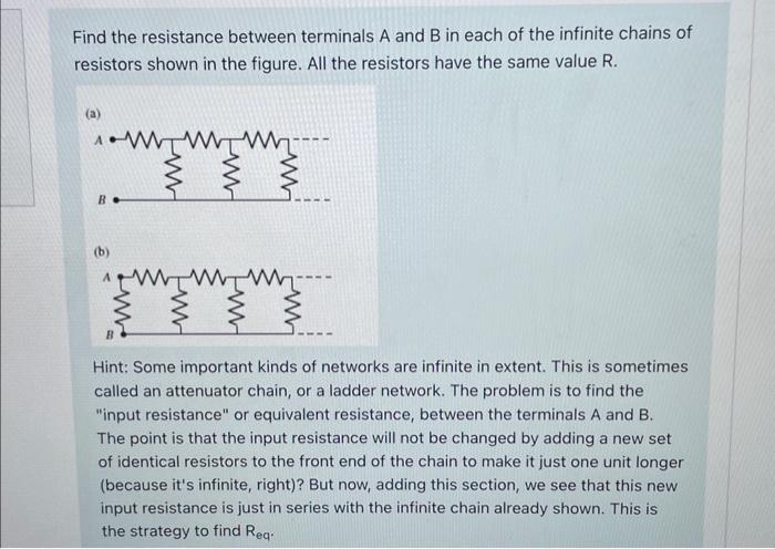 Solved Find the resistance between terminals A and B in each | Chegg.com