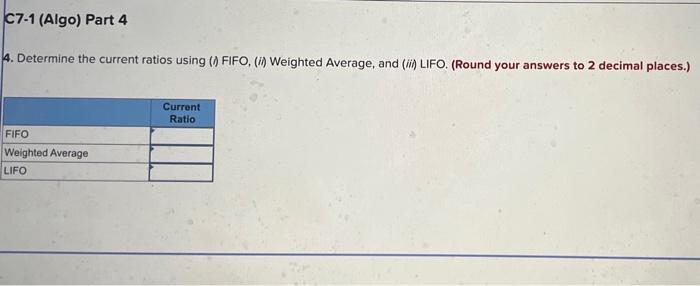 Required information C7-1 (Algo) Computing and | Chegg.com