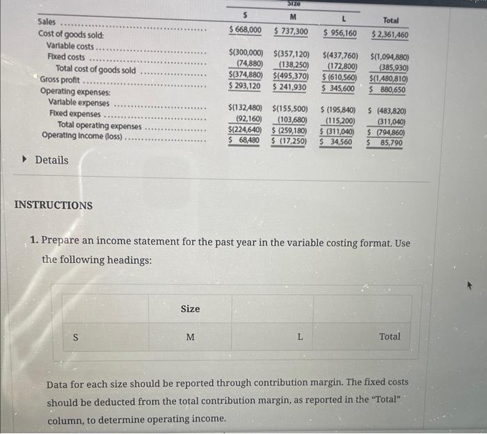 PR 21-5A Segment Variable Costing Income Statement | Chegg.com