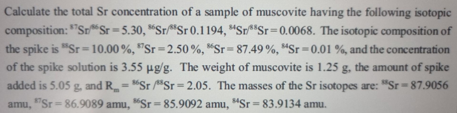Solved Calculate the total Sr concentration of a sample of | Chegg.com