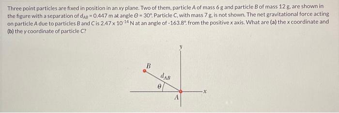 Solved Three point particles are fixed in position in an xy | Chegg.com