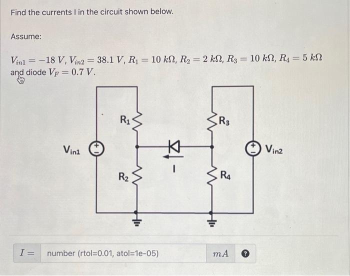 Solved Find the currents I in the circuit shown below. | Chegg.com