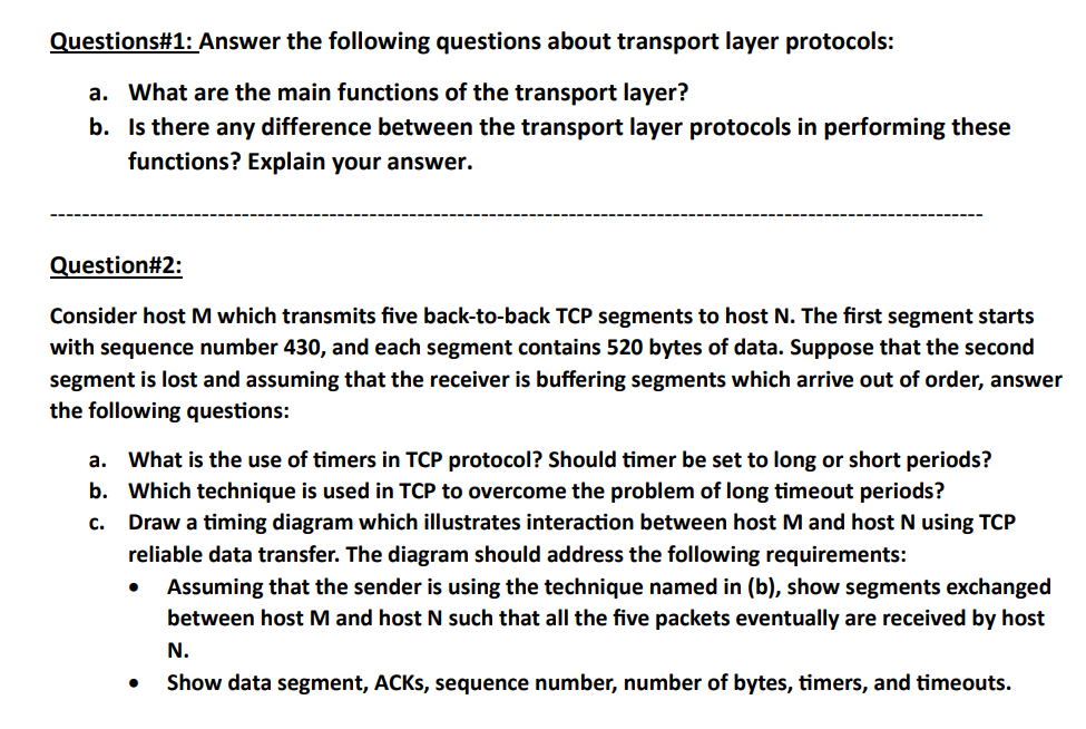 Question#2:Consider host M which transmits five | Chegg.com