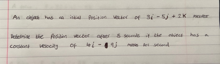 Solved An object has as initial position vector of 3i - 5j + | Chegg.com