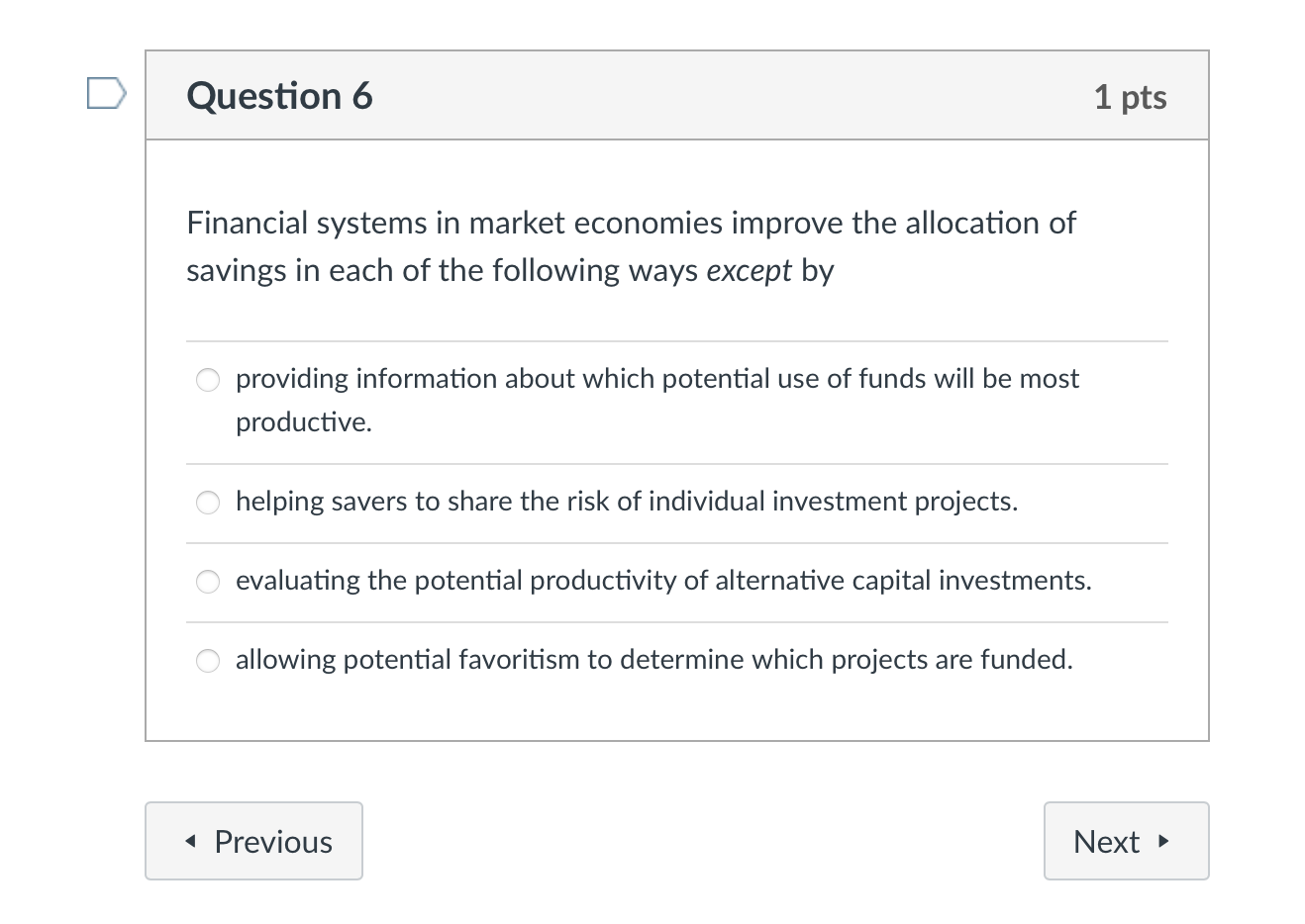 Solved Question 6Financial systems in market economies | Chegg.com
