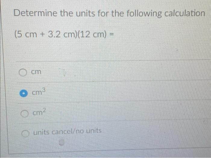 Solved Determine the units for the following calculation (5 | Chegg.com