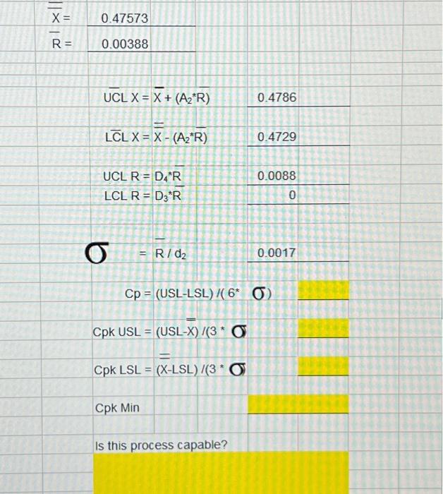 Cpk USL =( USL-X) )/(3∗σ Cpk LSL =(Xˉ−LSL)/(3∗σ) Cpk | Chegg.com