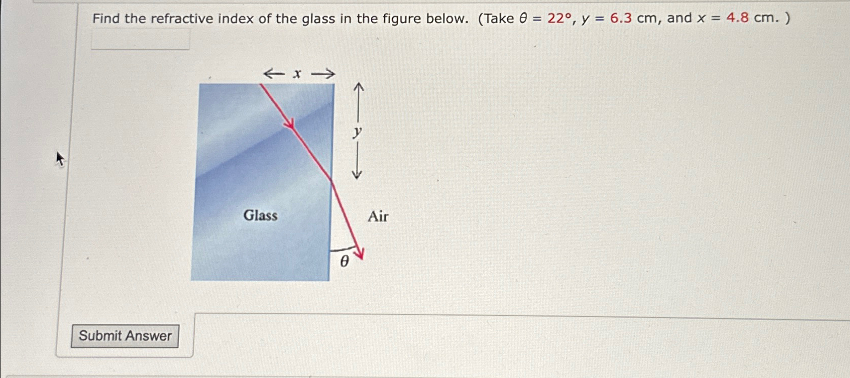 Solved Find the refractive index of the glass in the figure | Chegg.com