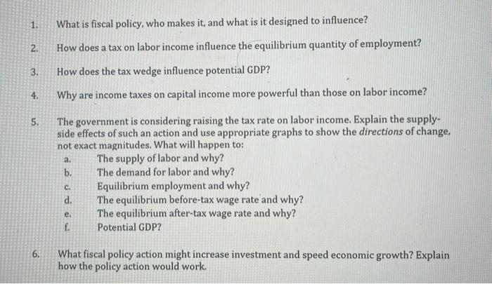 Solved 1 What Is Fiscal Policy Who Makes It And What Is Chegg