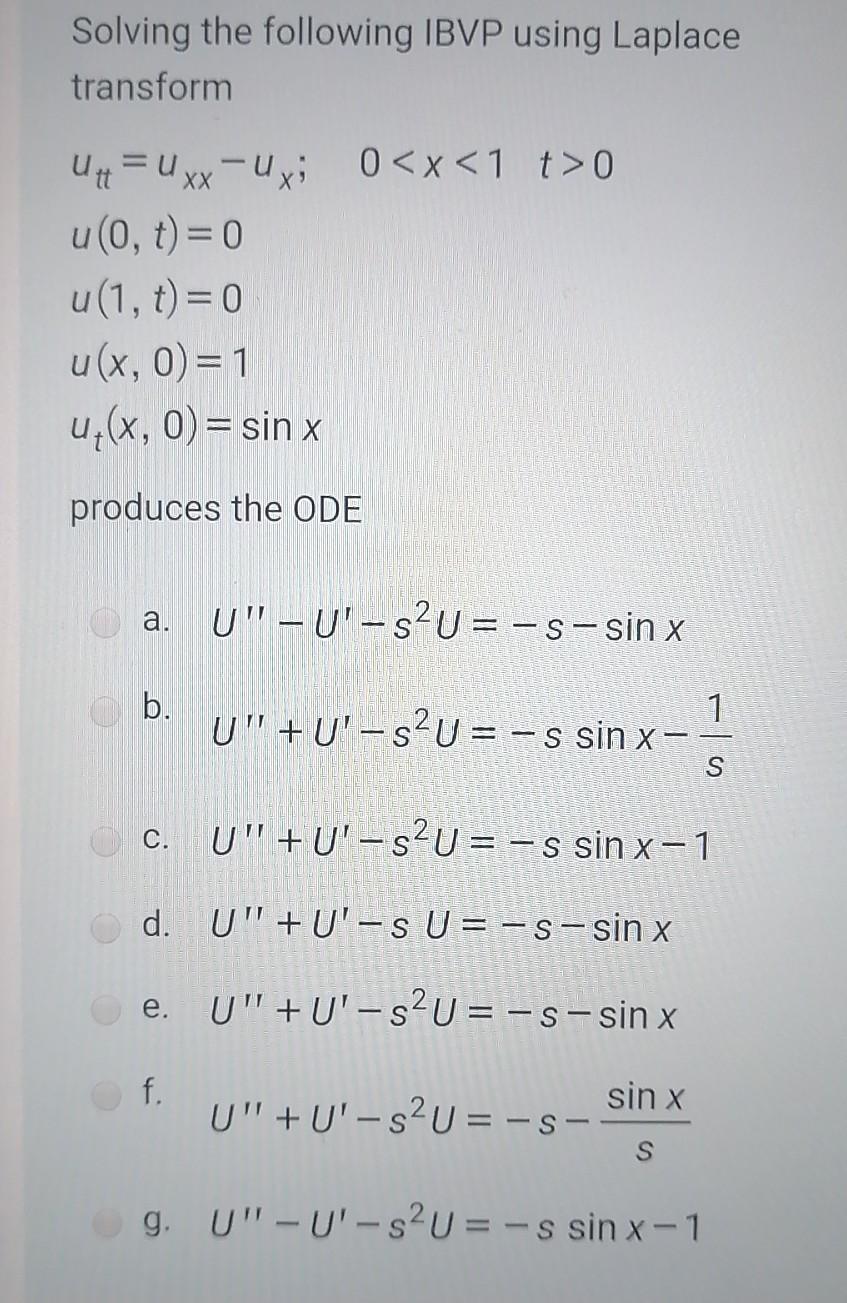 Solved Solving the following IBVP using Laplace transform 0 | Chegg.com