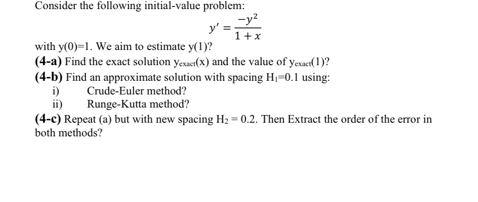 Consider the following initial-value | Chegg.com