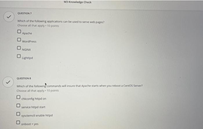 Solved M3 Knowledge Check QUESTION 7 Which of the following | Chegg.com