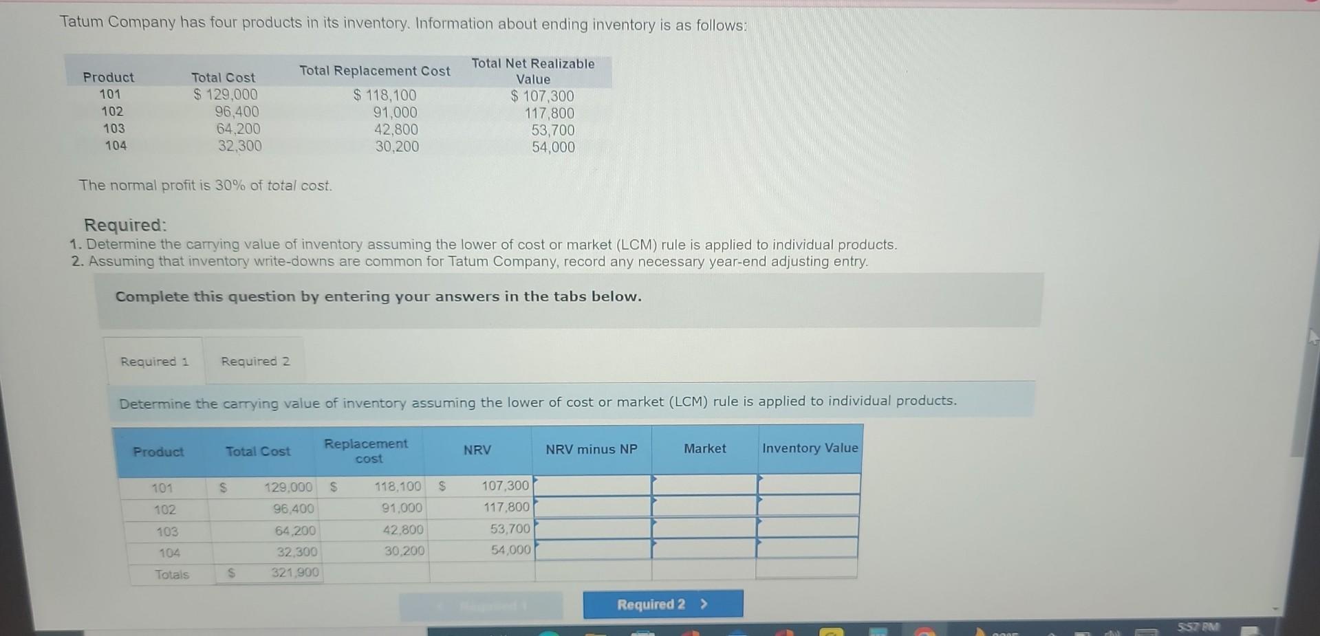 Solved Tatum Company has four products in its inventory. | Chegg.com