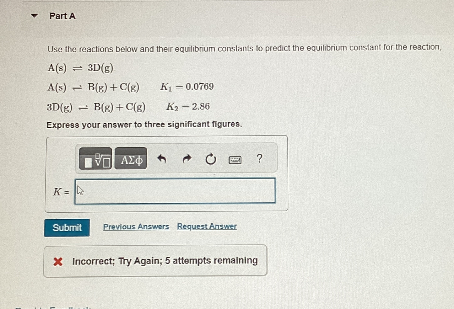 Solved Part AUse the reactions below and their equilibrium | Chegg.com