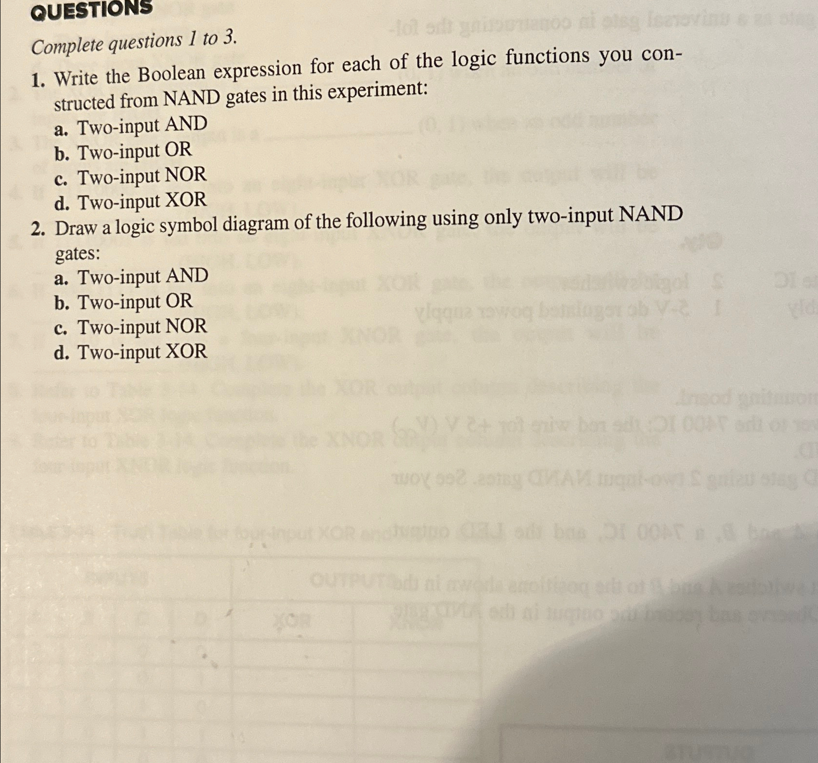 Solved Complete questions 1 ﻿to 3.Write the Boolean | Chegg.com