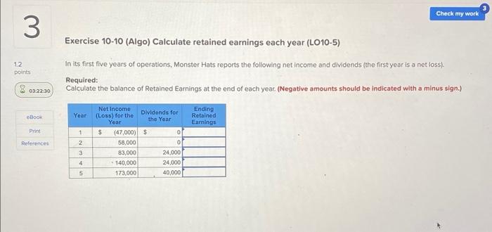 Solved Exercise 10-10 (Algo) Calculate retained earnings | Chegg.com