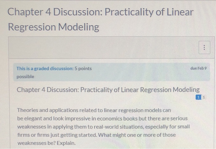 Solved Chapter 4 Discussion: Practicality of Linear | Chegg.com