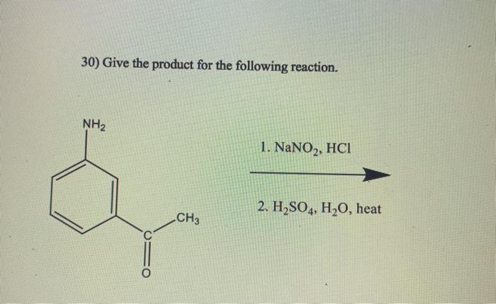 Solved 29) Give the product for the following reaction | Chegg.com