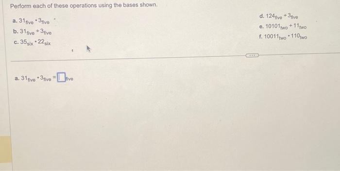 Solved Perform each of these operations using the bases | Chegg.com