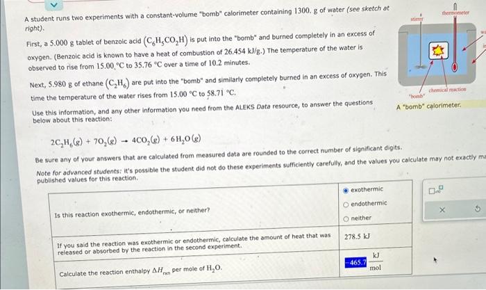 Solved A student runs two experiments with a constant-volume | Chegg.com