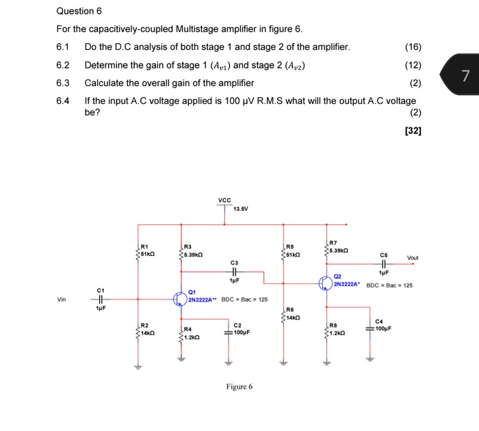 Solved Question 6 For the capacitively-coupled Multistage | Chegg.com