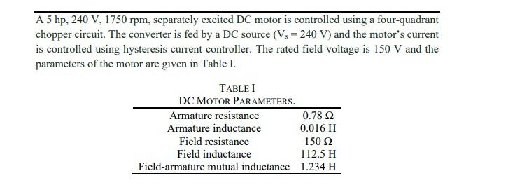 1. ﻿Calculate rated values of the motor torque, | Chegg.com