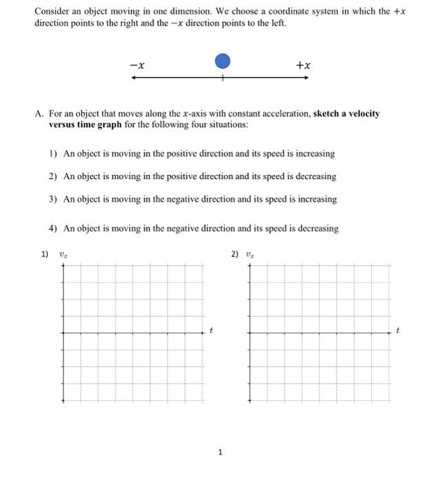 Solved Consider an object moving in one dimension. We choose | Chegg.com