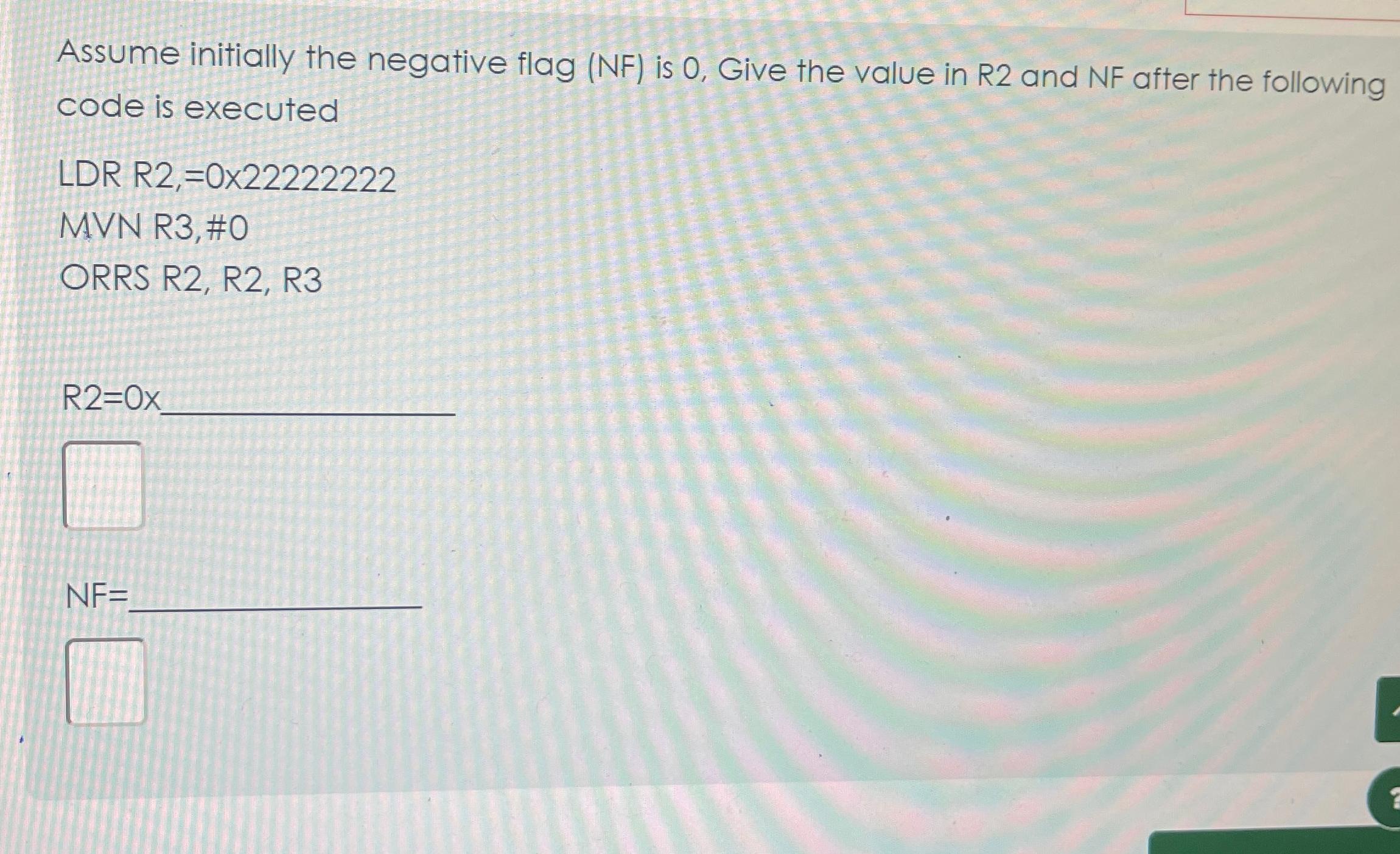 Solved Assume initially the negative flag (NF) ﻿is 0 , ﻿Give | Chegg.com