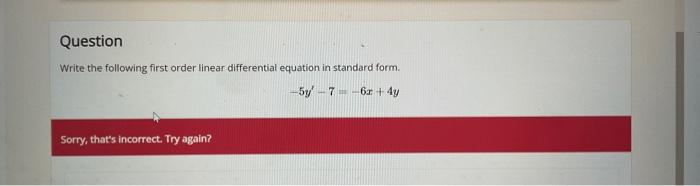 Solved Write the following first order linear differential | Chegg.com