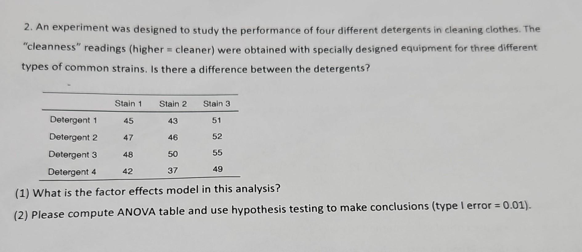 Solved Queation 2: How to get the SSE for all factors, as MS | Chegg.com