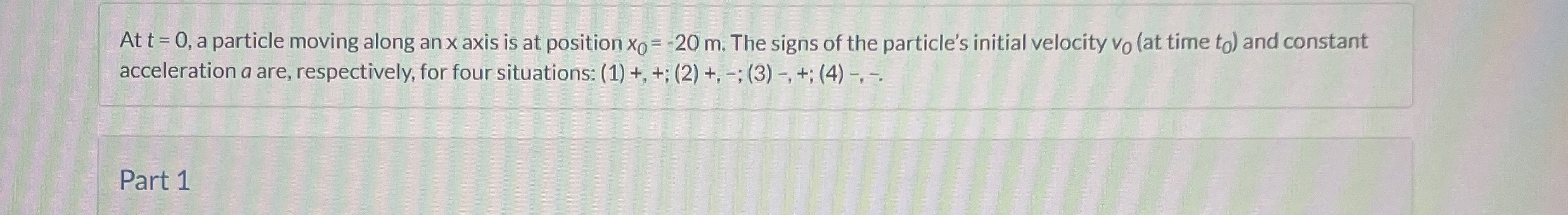 Solved At t=0, ﻿a particle moving along an x ﻿axis is at | Chegg.com