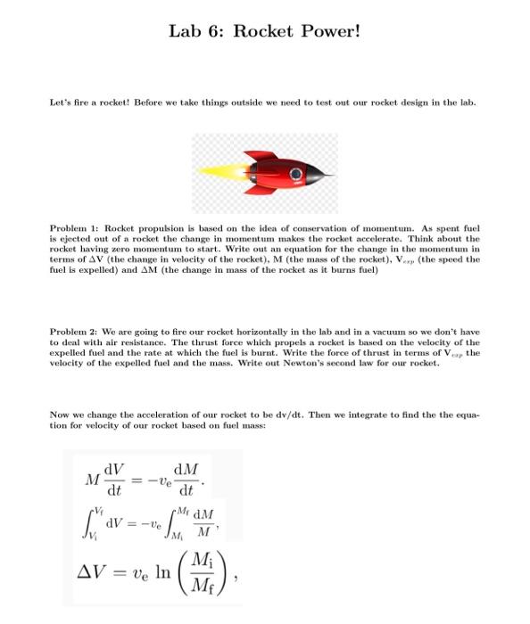 Solved Lab 6: Rocket Power! Let's fire a rocket! Before we | Chegg.com