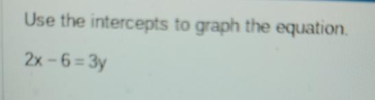 Solved Use the intercepts to graph the equation.2x-6=3y | Chegg.com