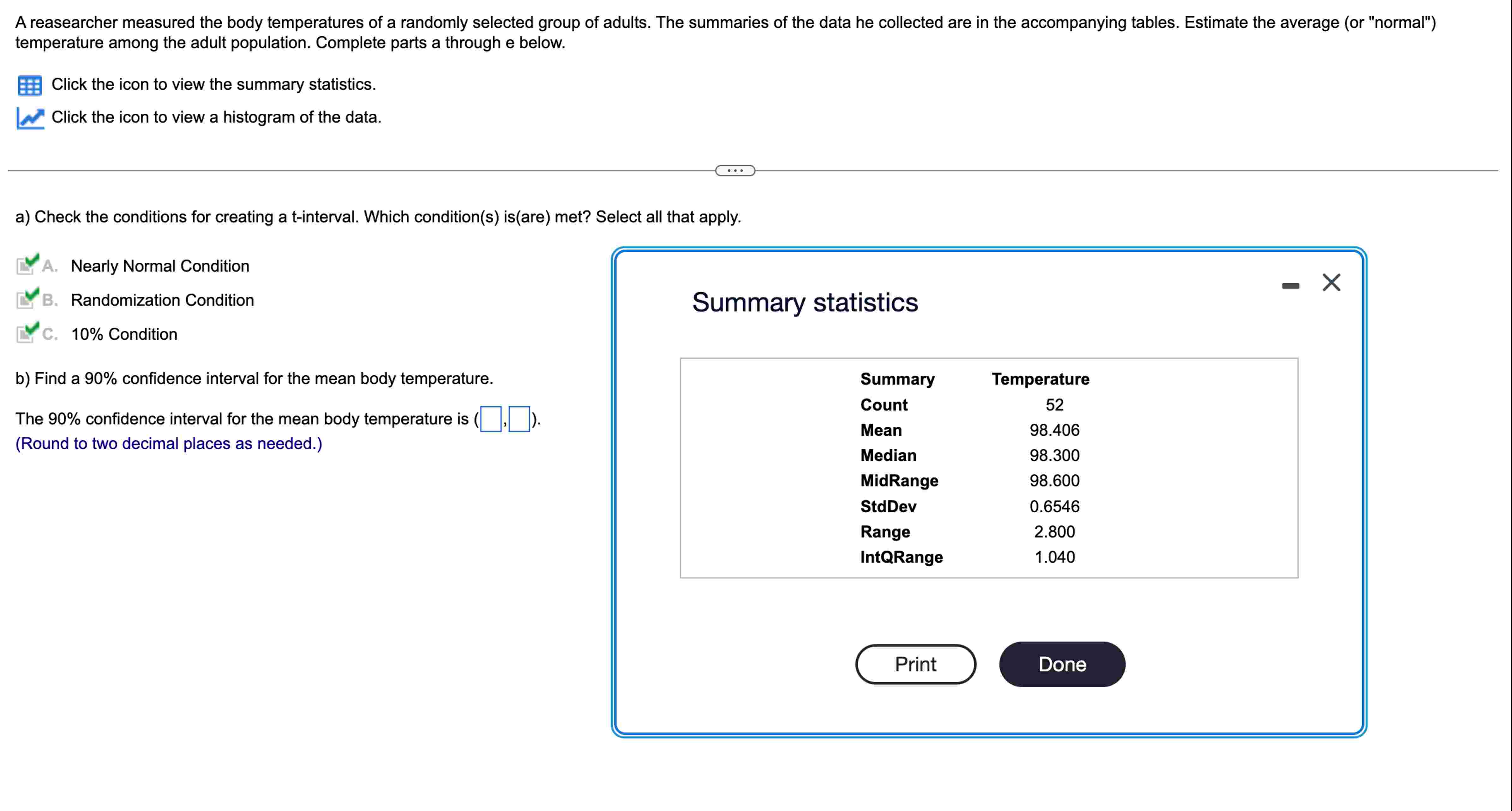 Solved temperature among the adult population. Complete | Chegg.com