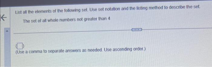 Solved List all the elements of the following set. Use set | Chegg.com