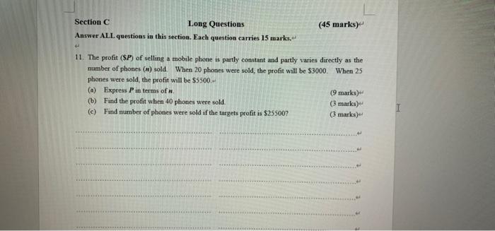 Solved Section C Long Questions (45 marks) Answer ALL | Chegg.com