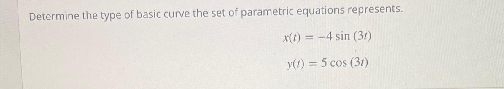 Solved Determine the type of basic curve the set of | Chegg.com