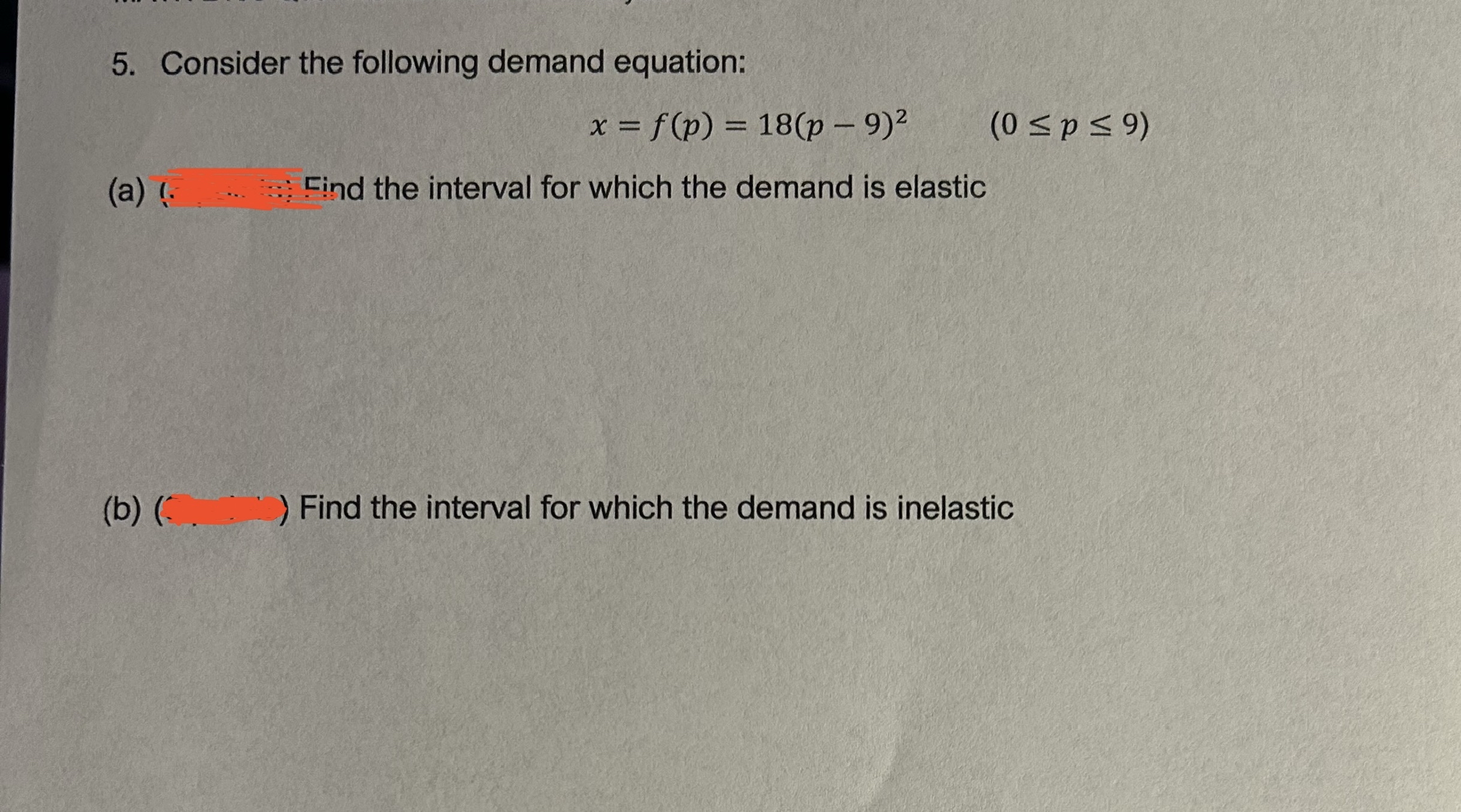 Solved Consider the following demand equation:)≤p≤(9(a) | Chegg.com