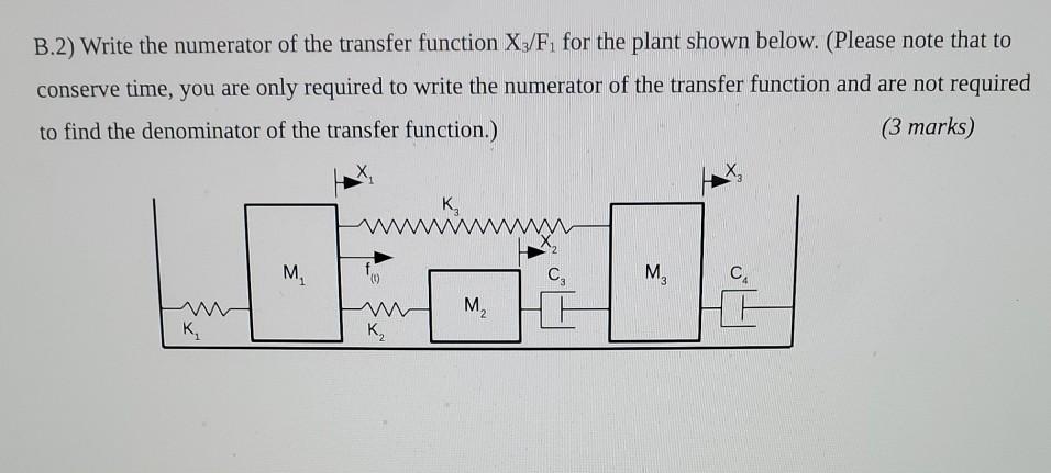 Solved B.2) Write the numerator of the transfer function | Chegg.com