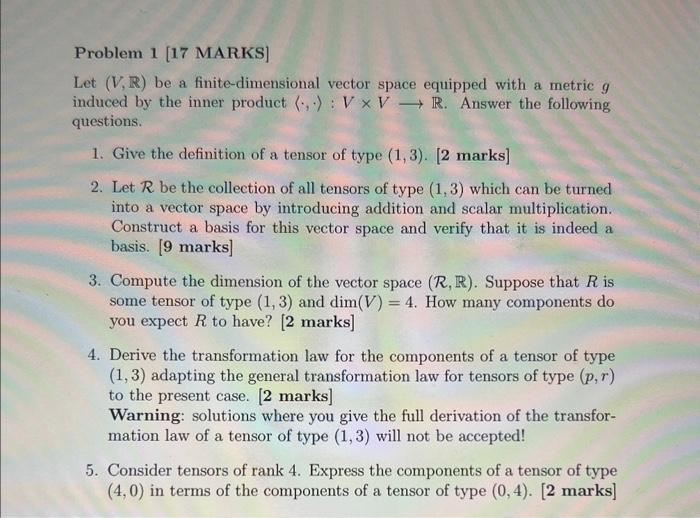 Problem 1 [17 MARKS] Let (V,R) be a | Chegg.com