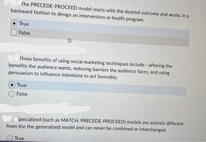 Solved The PRECEDE-PROCEED model starts with the desired | Chegg.com