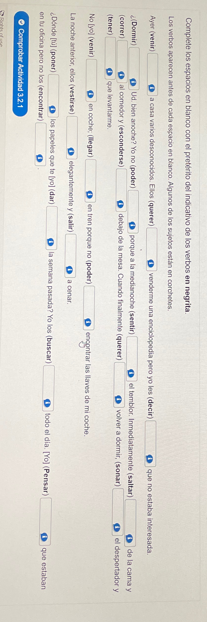 Complete Los Espacios En Blanco Con El Pretérito Del Chegg