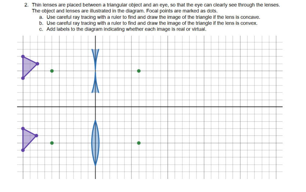 Solved Thin lenses are placed between a triangular object | Chegg.com
