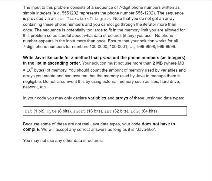 Solved The input to this problem consists of a sequence of 7 | Chegg.com