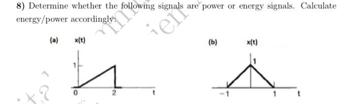 Solved 8 Determine Whether The Following Signals Are Power