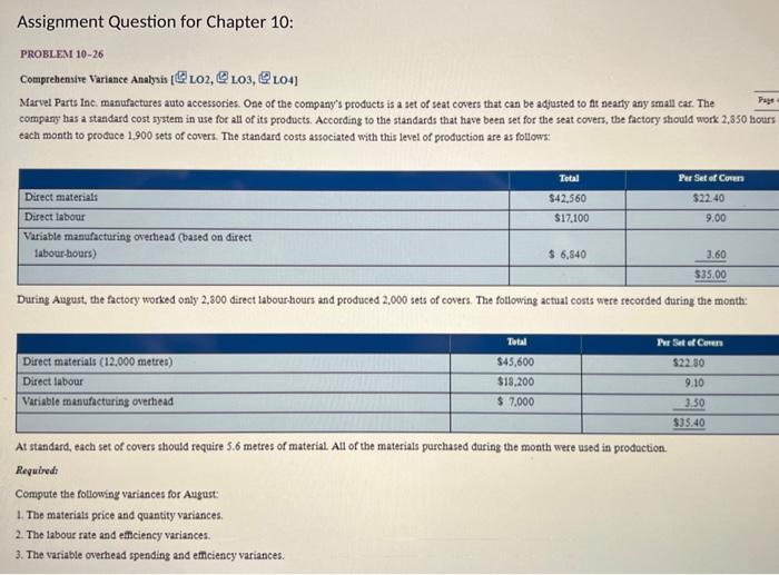 Solved Assignment Question for Chapter 10: PROBLEM 10−26 | Chegg.com